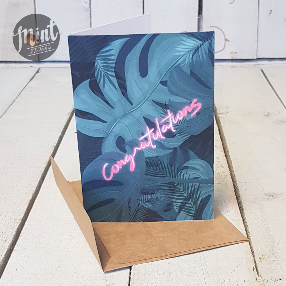 Congratulations Card — Mint Floral NZ